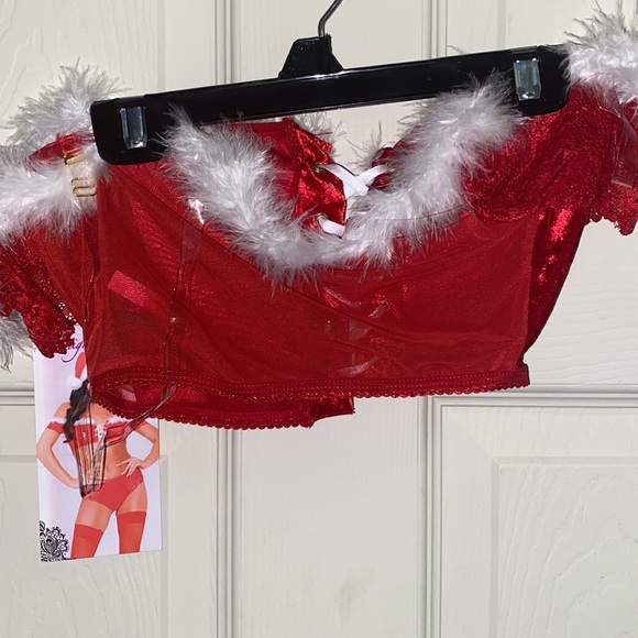 Adam And Eve Intimates And Sleepwear Seven Till Midnight To Piece Santa Shoulder Bra Panty Set